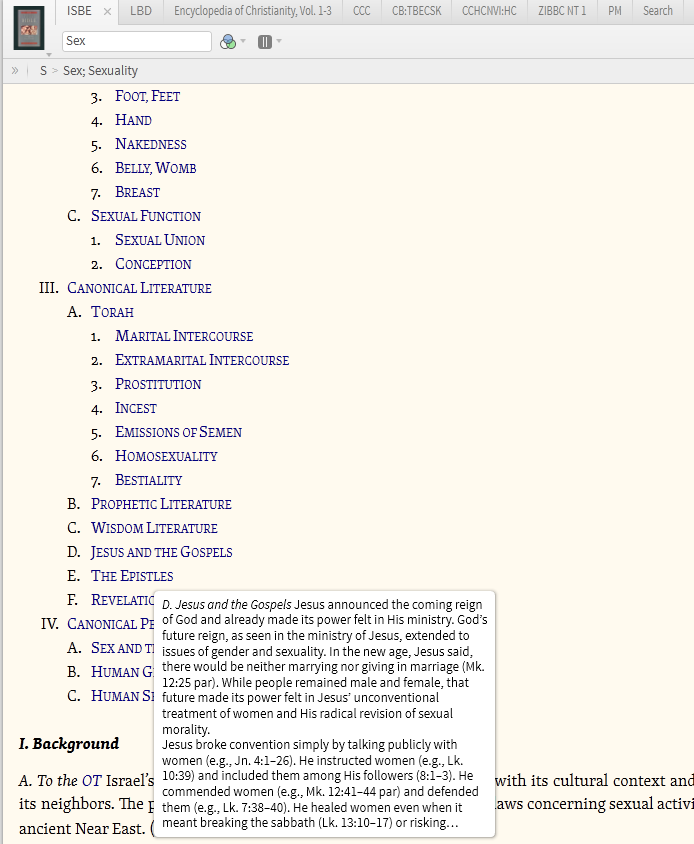 Incorrect links in ISBE on subject "sex" - Logos Community